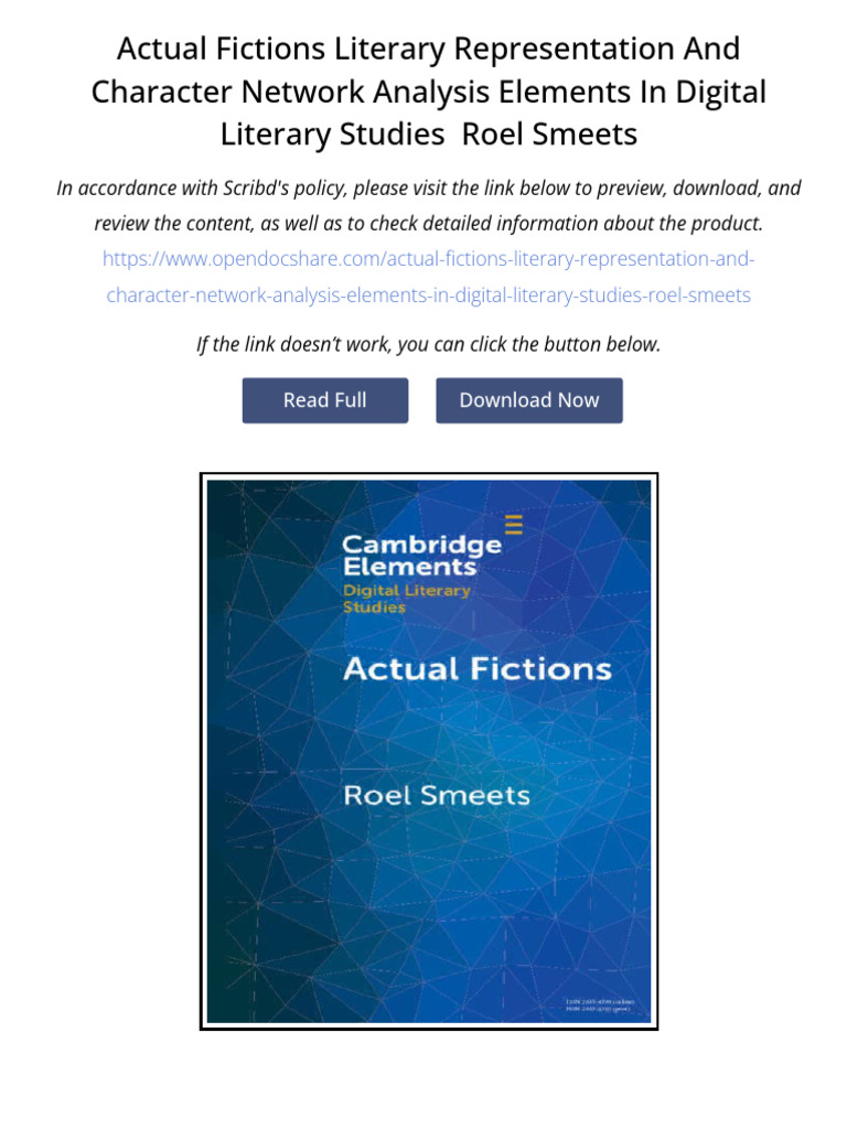 Actual Fictions Literary Representation and Character Network Analysis Elements in Digital ...