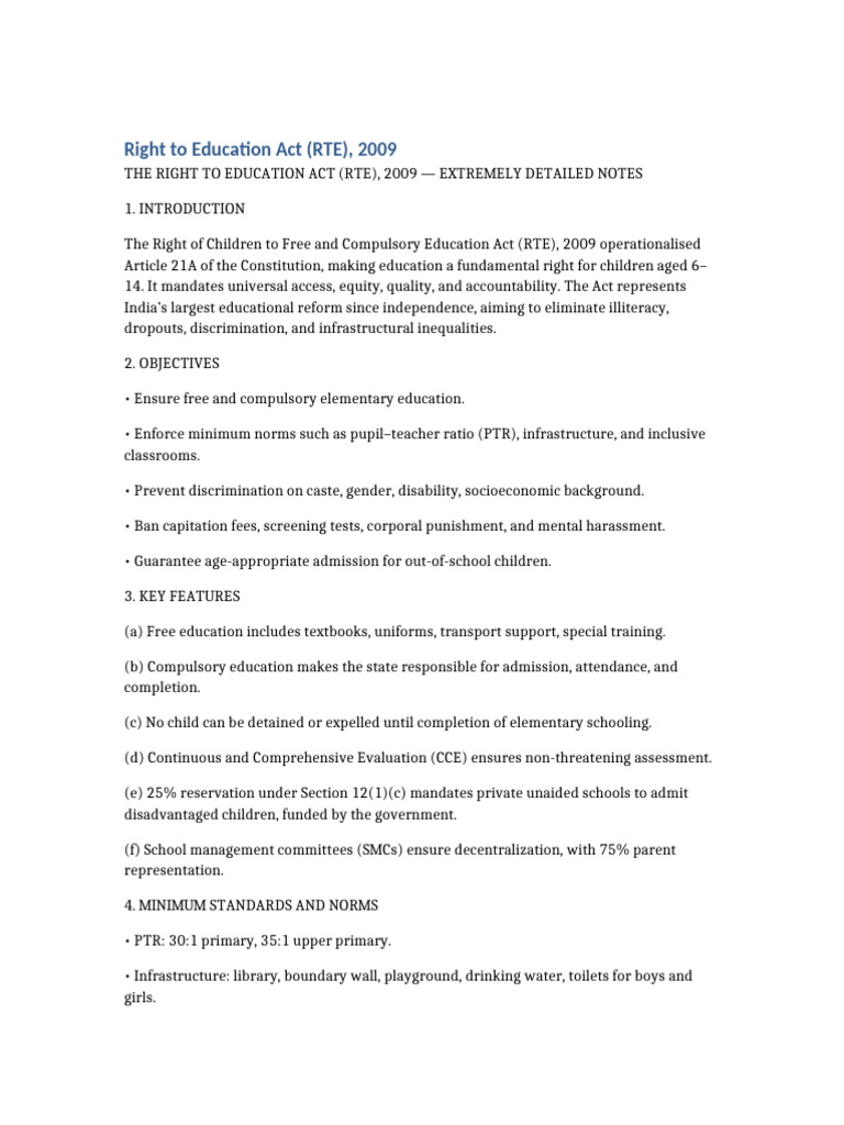 Right to Education Act Overview 2009 | PDF | Social Policy | Justice