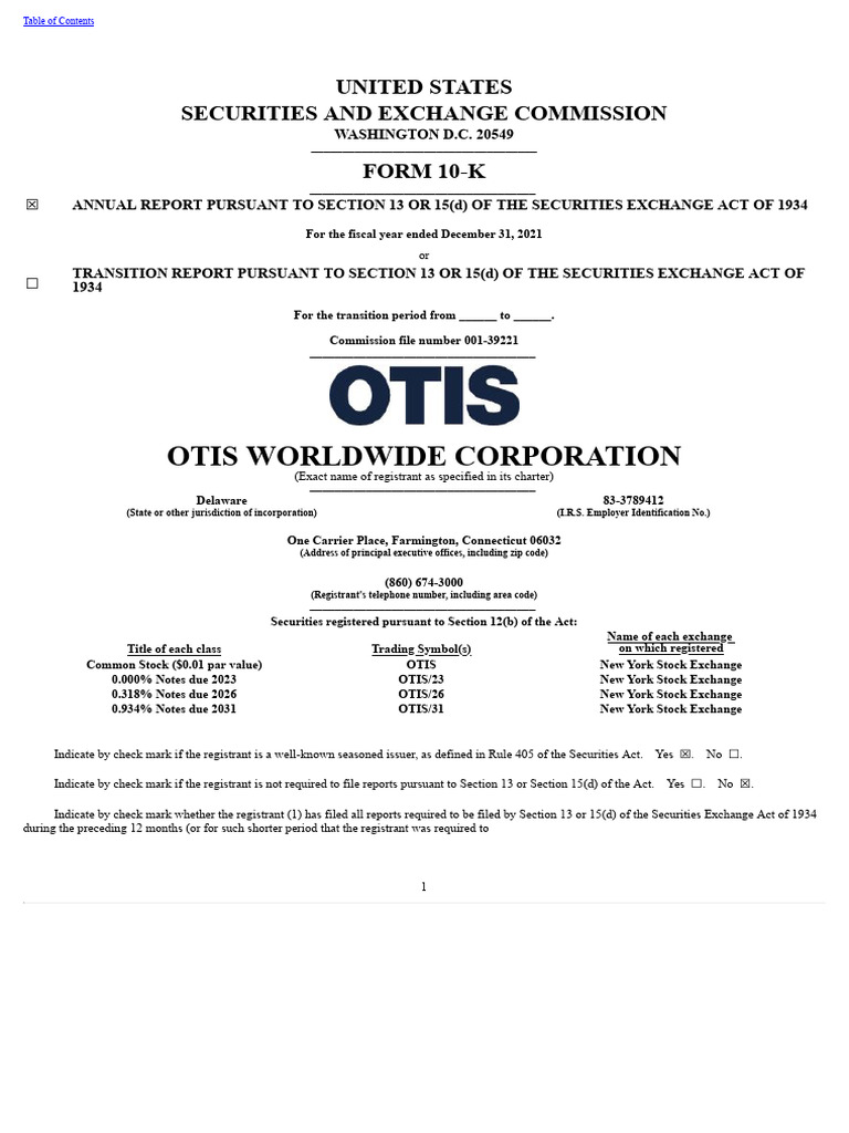 Otis annual report | PDF | Patent | Elevator
