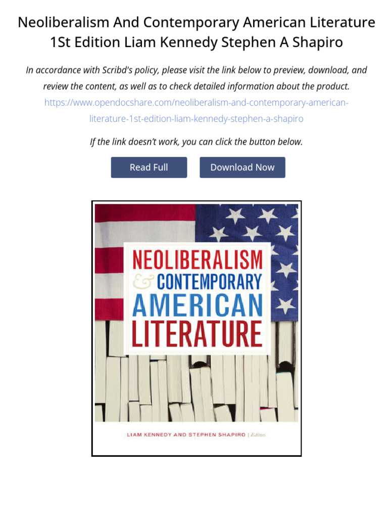 Neoliberalism and Contemporary American Literature 1st Edition Liam ...