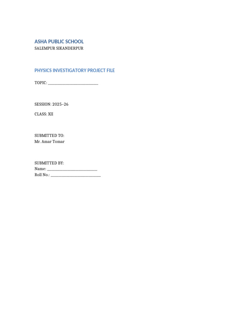 Class XII Physics Project Certificate | PDF