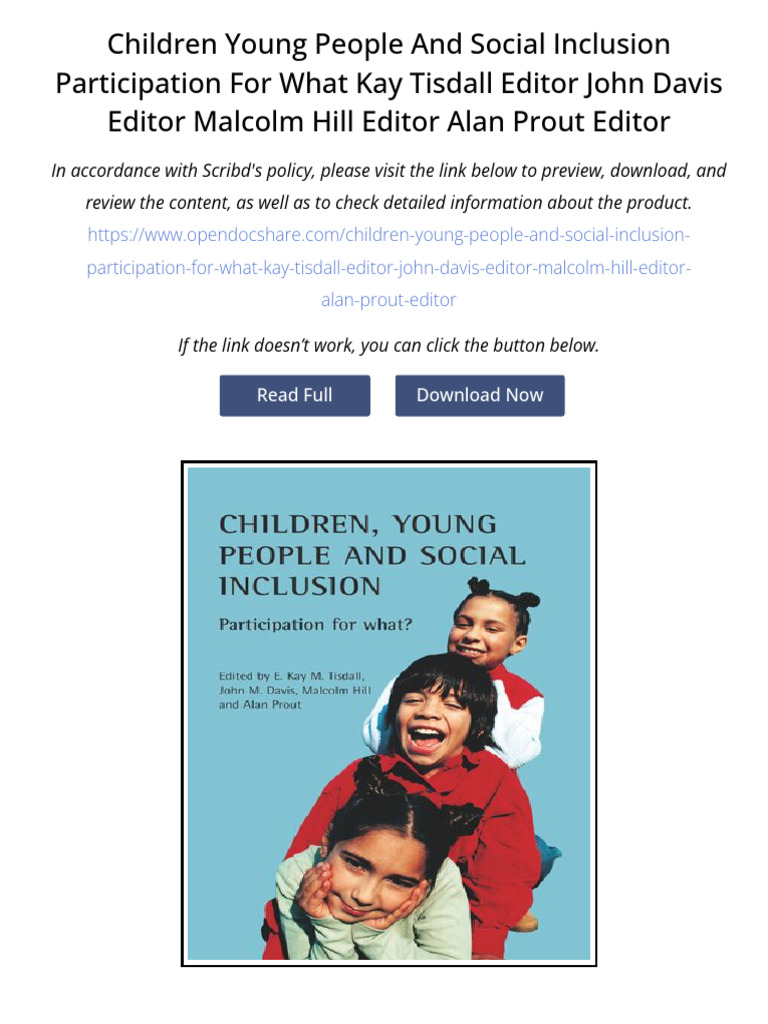 Children Young People And Social Inclusion Participation For What Kay ...