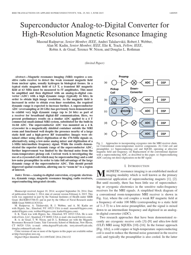 Superconductor ADC for MRI Enhancement | PDF | Analog To Digital ...
