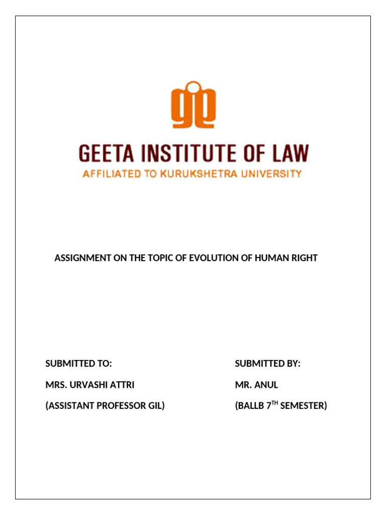 Assignment on the Topic of Evolution of Human Right | PDF | Human Rights | Justice