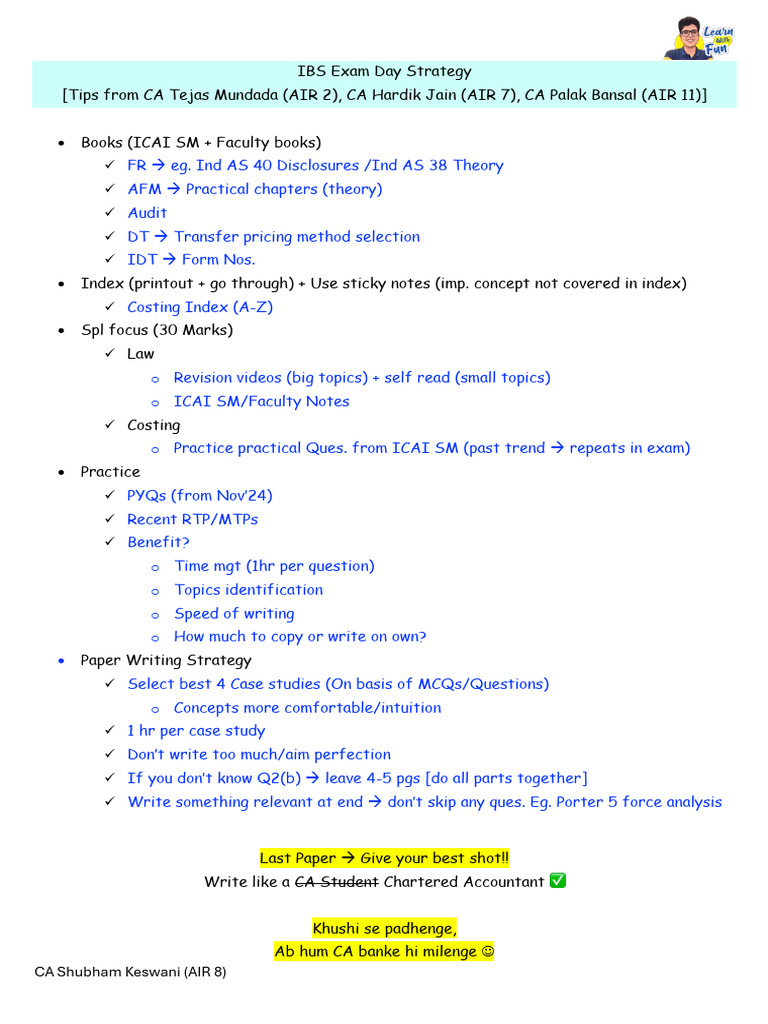 IBS Exam Day Strategy | PDF