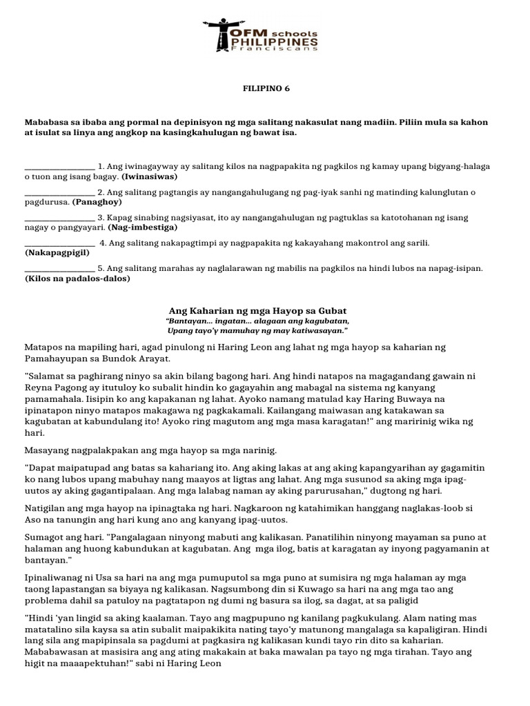 FILIPINO 6 MODULE | PDF