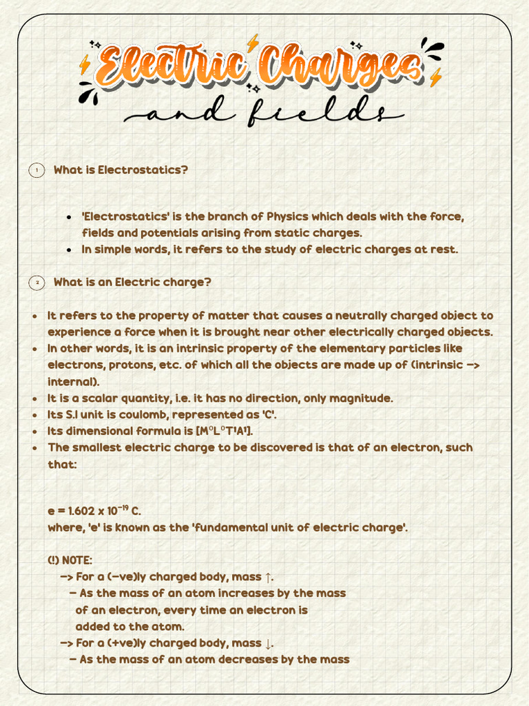 Electric Charges and Fields | PDF | Electric Charge | Force