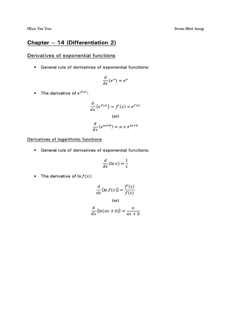 Derivatives of Exponential and Trigonometric Functions | PDF