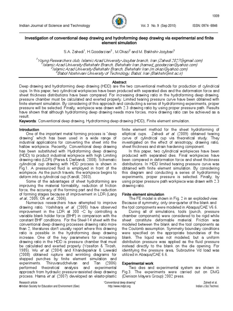 Investigation of Conventional Deep Drawing and Hydroforming Deep ...