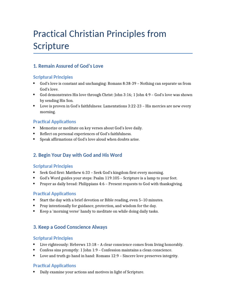Christian Principles for Daily Living | PDF | Prayer | God