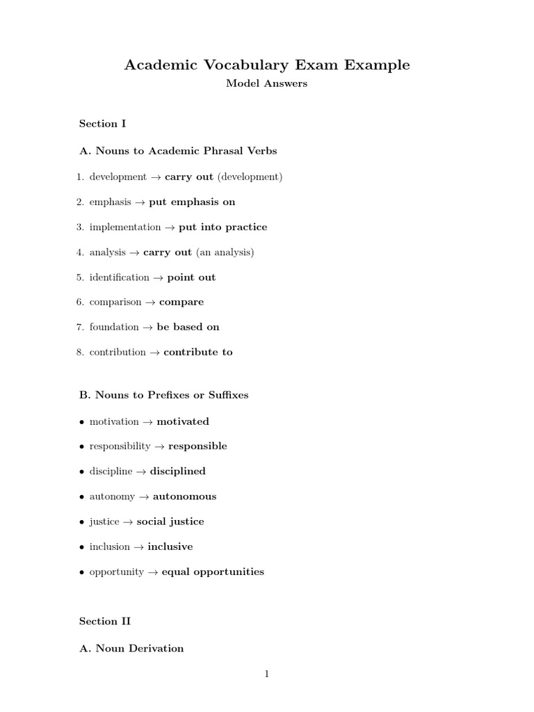 Academic Vocabulary Exam Guide | PDF