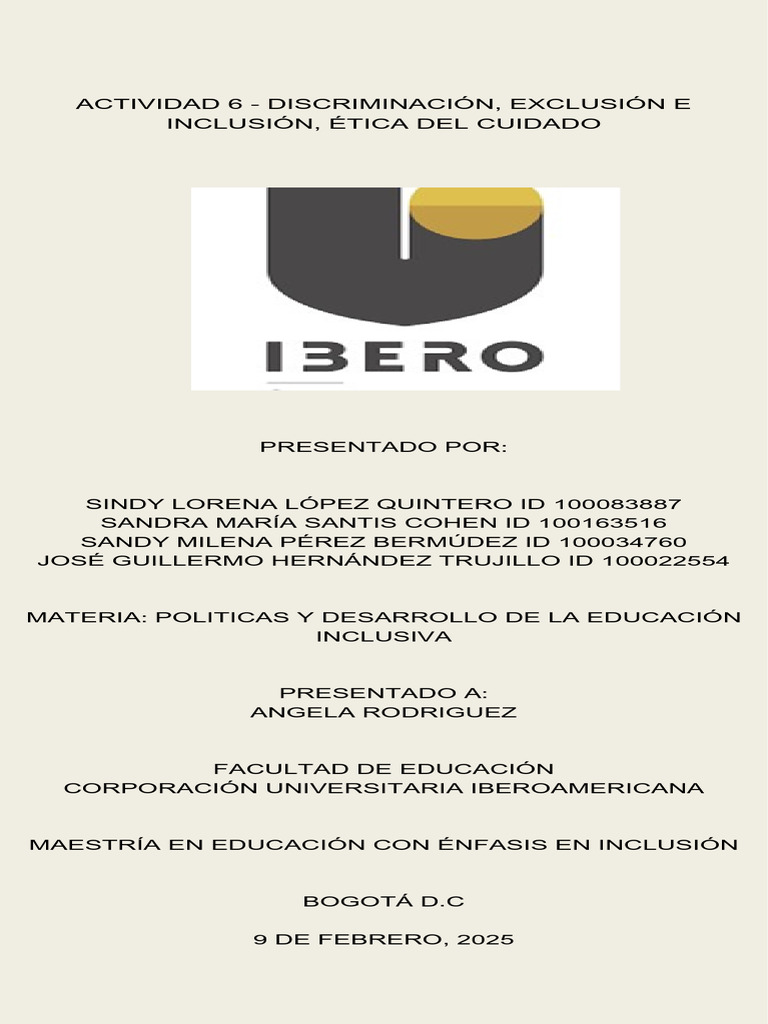 Inclusión Educativa y Ética del Cuidado | PDF | Inclusión (Educación ...