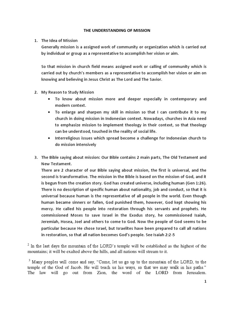 Mission Understanding | PDF | Bible | Jesus