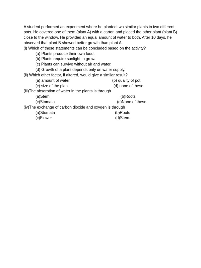 Plant Growth Experiment Results | PDF