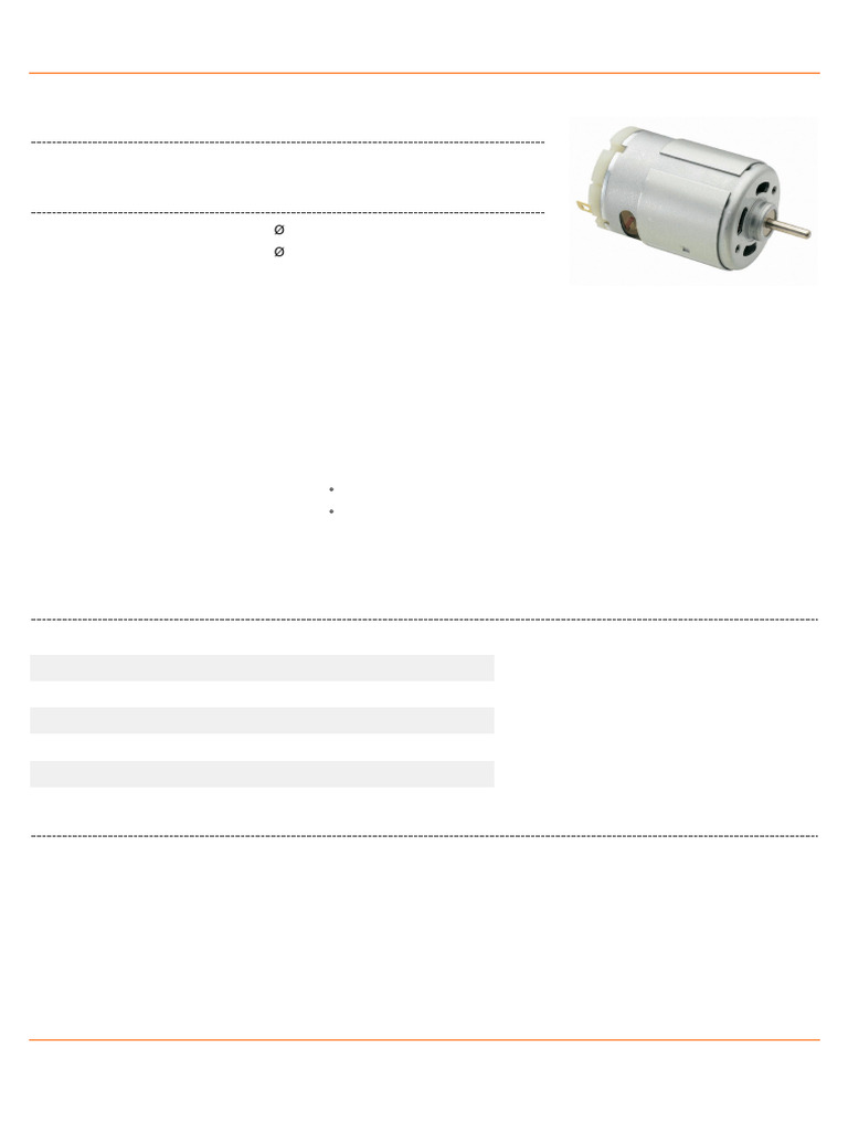 Low Voltage DC Motor Performance Data | PDF