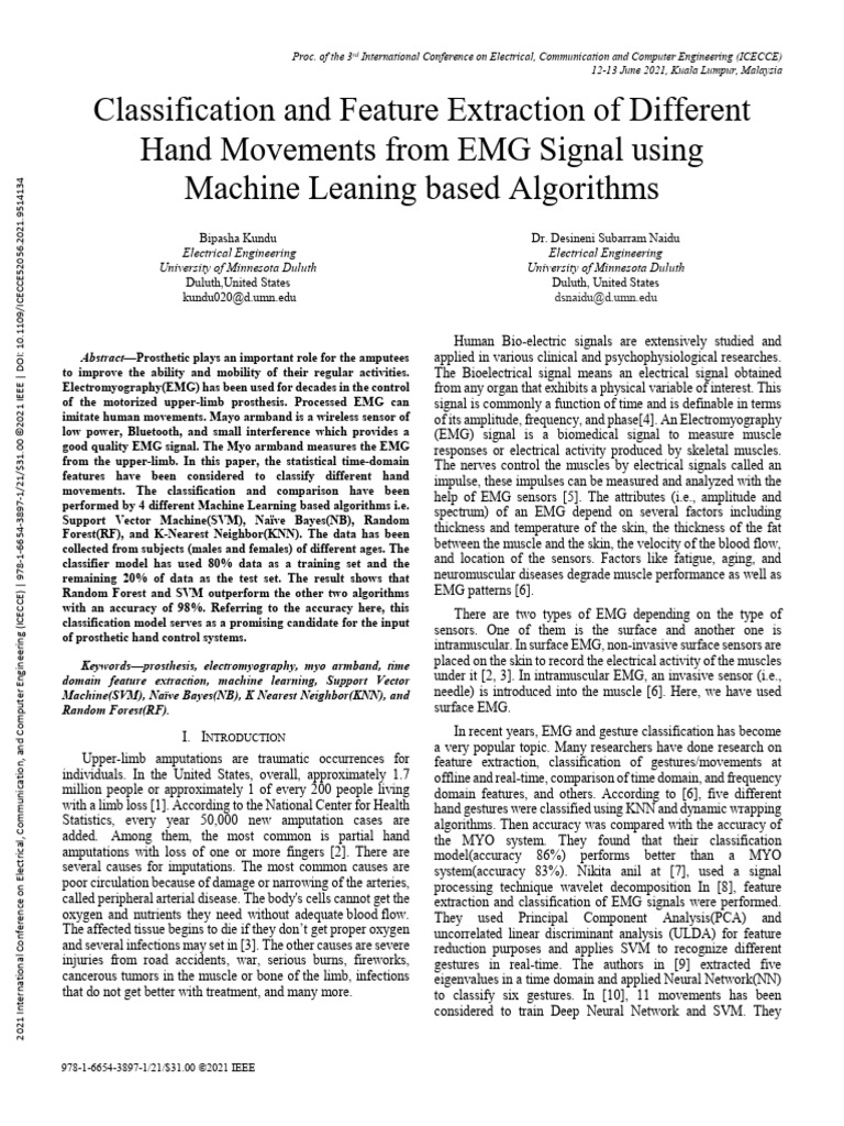 Classification and Feature Extraction of Different Hand Movements From ...
