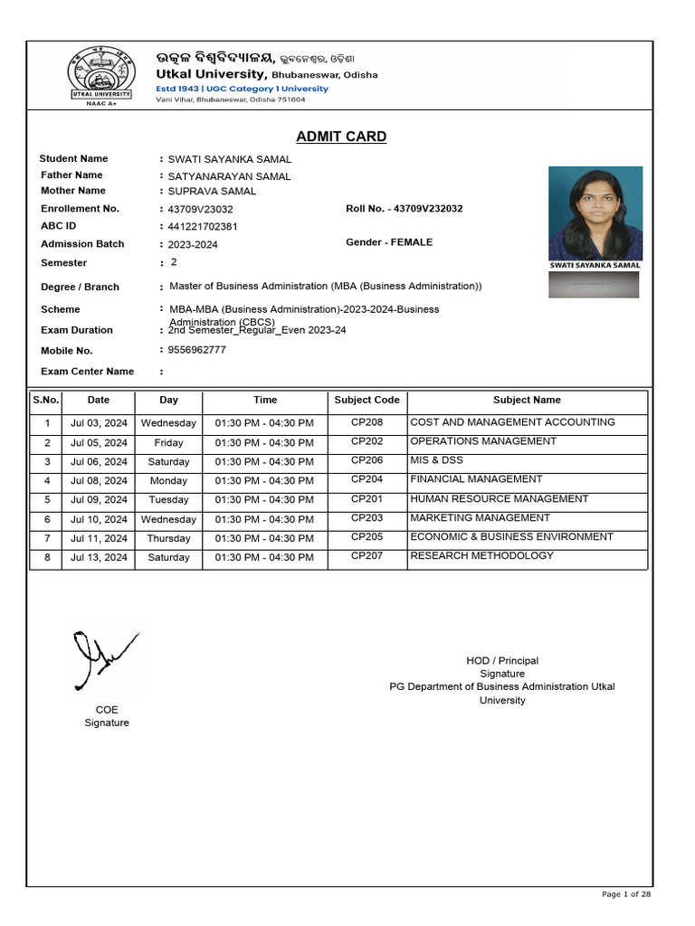 2 Nd Sem Admit Cards (23-25) (1) | PDF | Master Of Business Administration | Academic Term