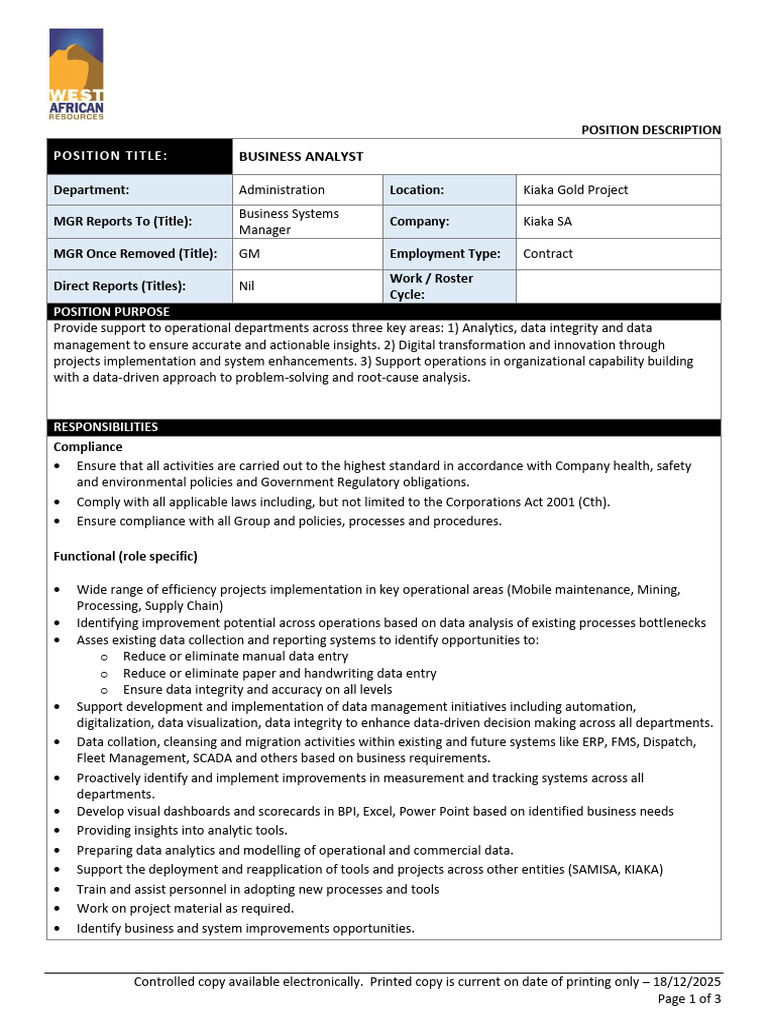 KIA PD Business Analyst 20250327_YU (002) | PDF | Safety | Data