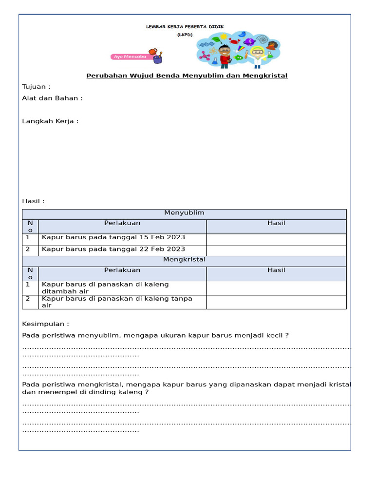 Proses Menyublim dan Mengkristal Kapur Barus | PDF