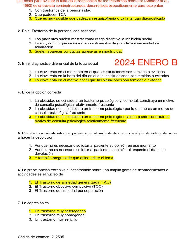 2024 Enero B | PDF | Esquizofrenia | Psicosis