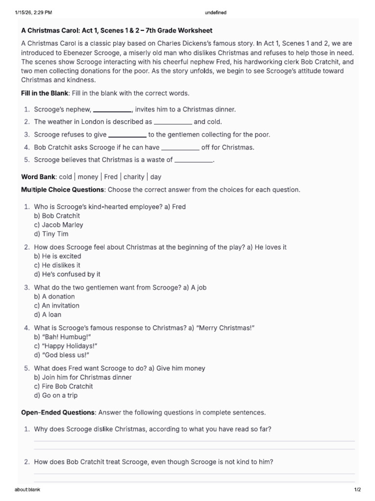 Chrsitmas Carol Scenes 1&2 (1) | PDF