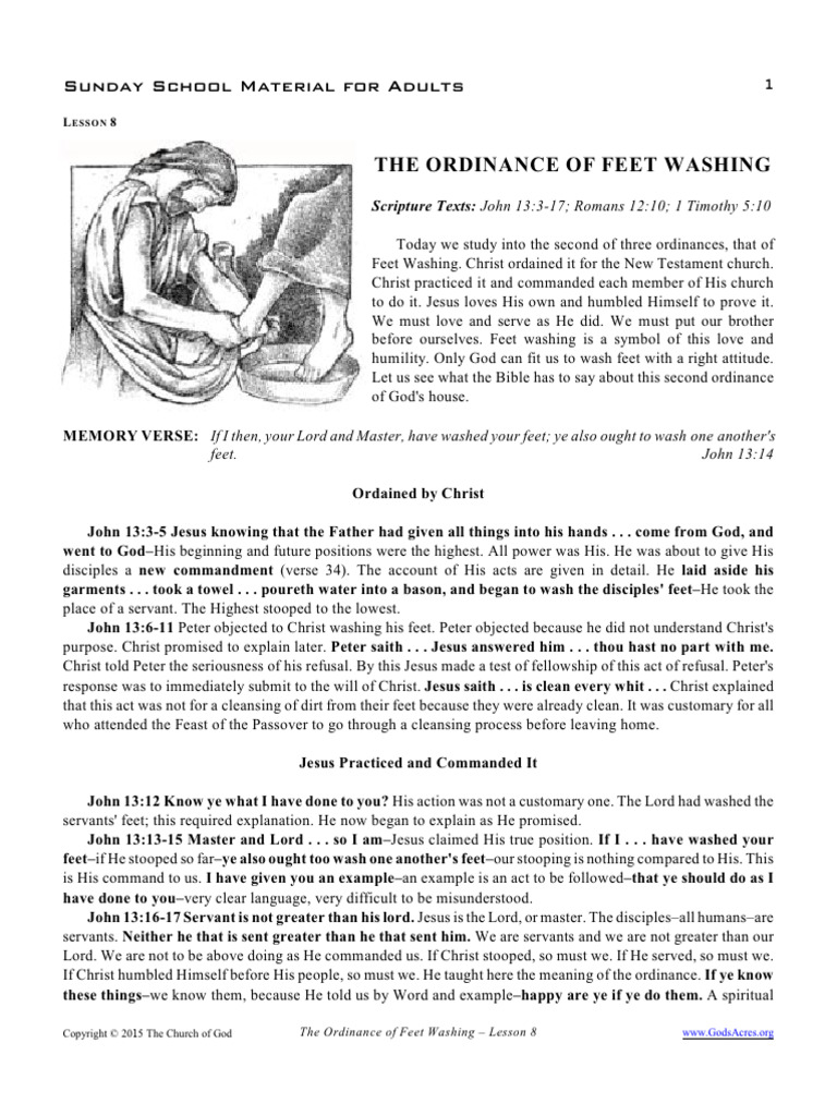 Feet Washing Ordinance Lesson Guide | PDF | Jesus | Humility