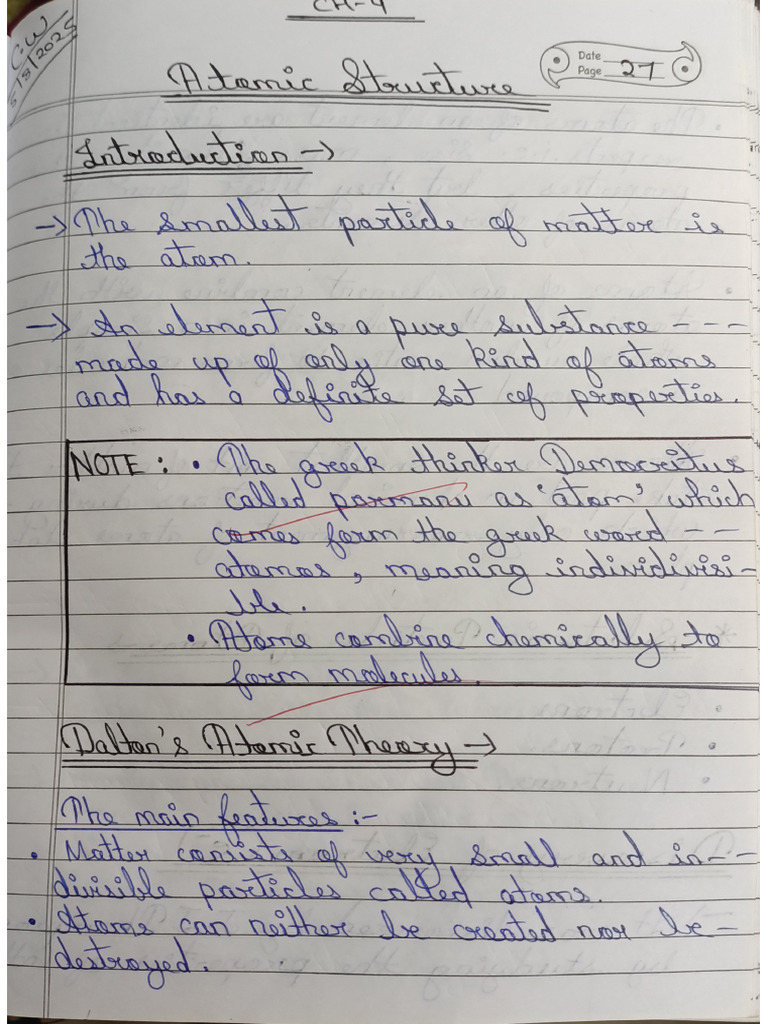 Atomic Structure Notes Chapter 4 (1) | PDF