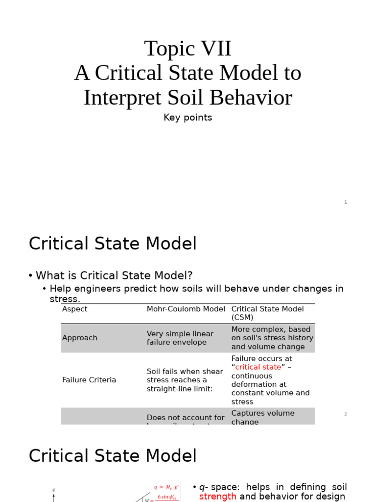 Critical State Model for Soil Behavior | PDF | Stress (Mechanics ...