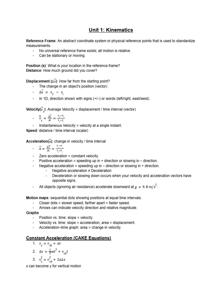 Kinematics: Motion, Vectors, and Equations | PDF | Velocity | Acceleration