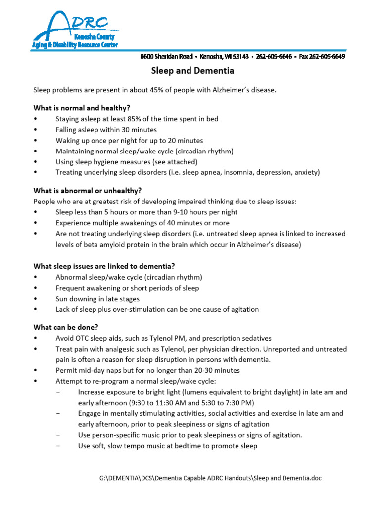 Sleep and Dementia | PDF | Sleep | Dementia