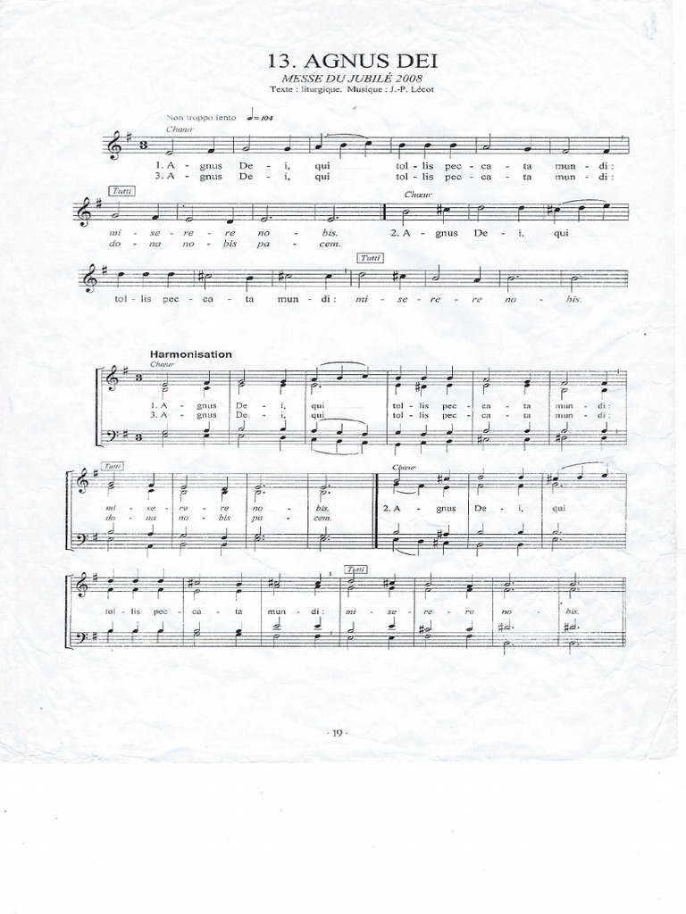 Agnus Dei 2008 Lecot | PDF