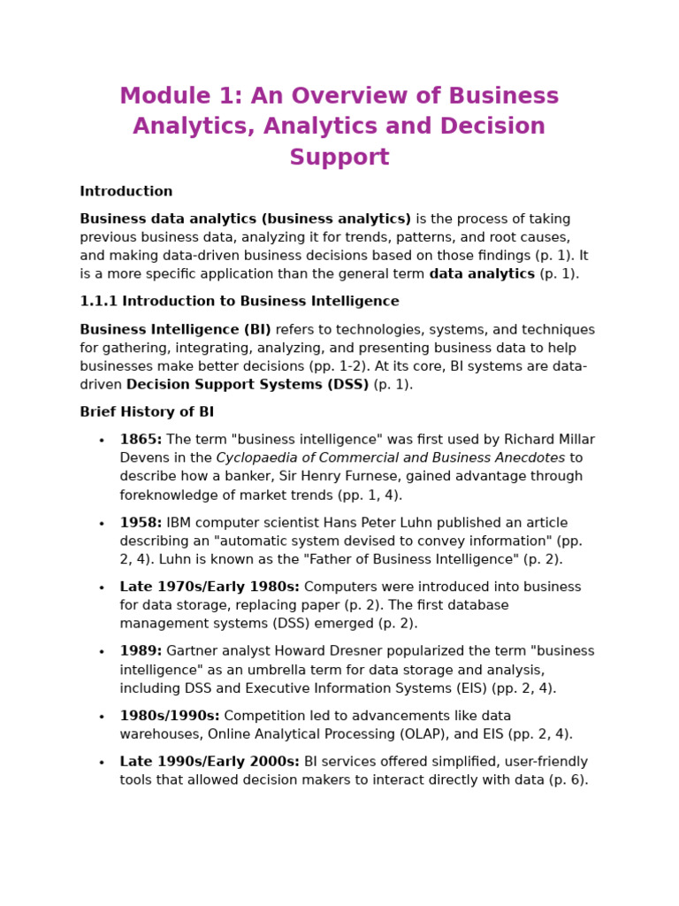 Business Analytics and Intelligence Overview | PDF | Business ...