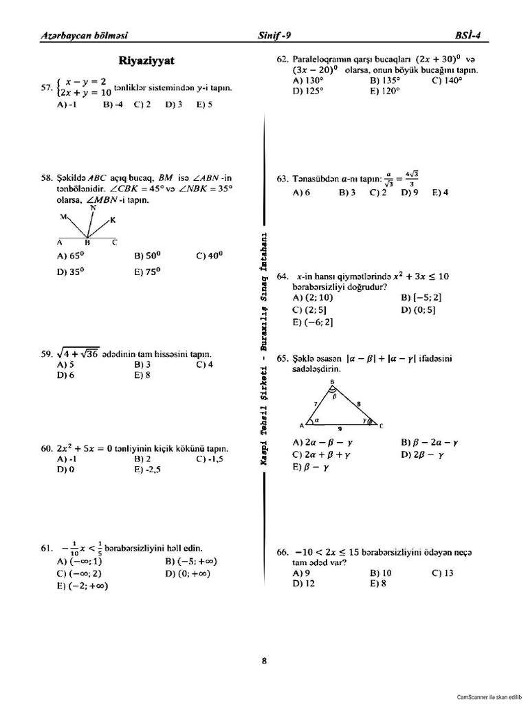 Kaspi 9--cu sinif BSİ-4 11.01.2026 | PDF