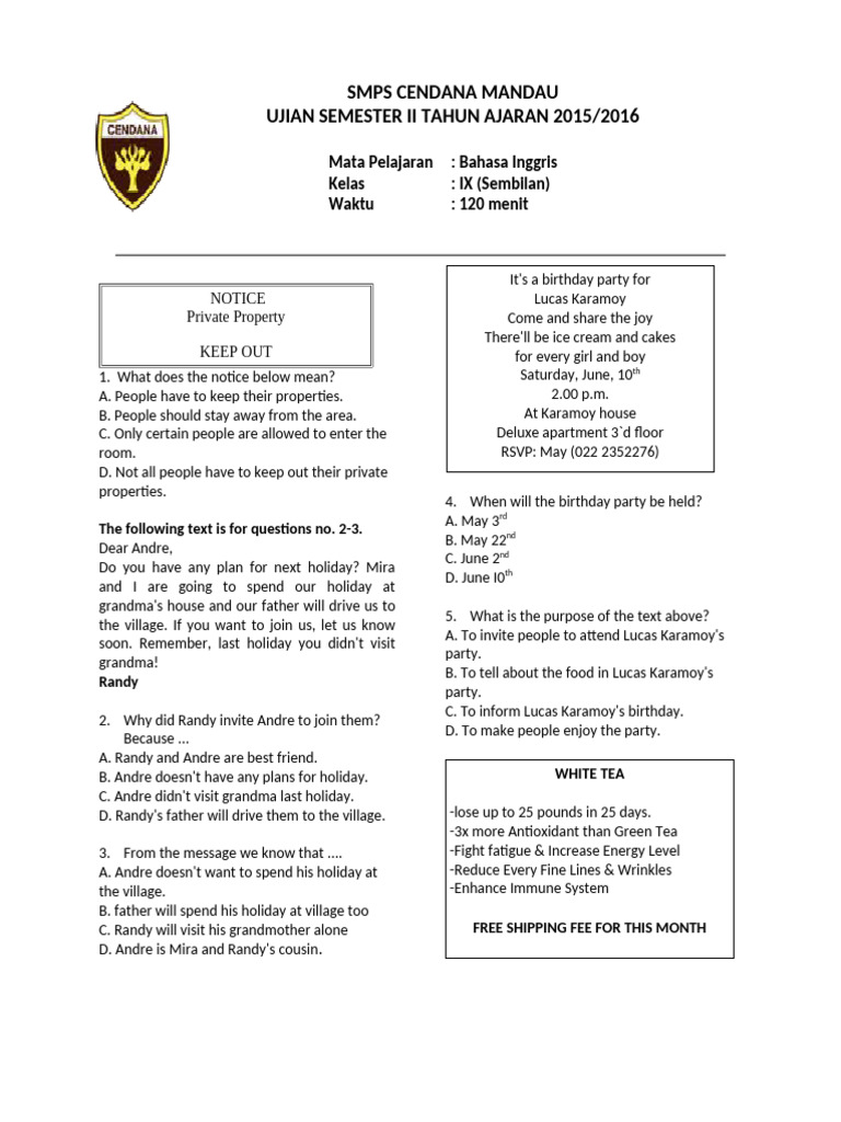 Private Property Notice and Holiday Invitation | PDF