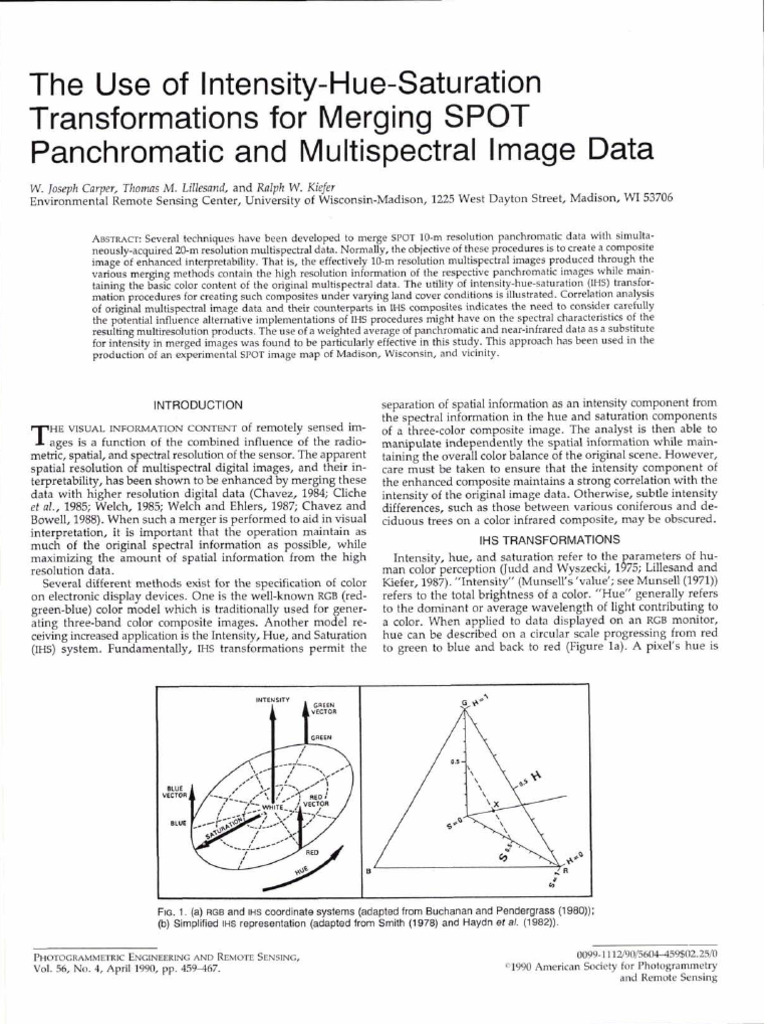 Merging SPOT Images with IHS Techniques | PDF | Color | Rgb Color Model