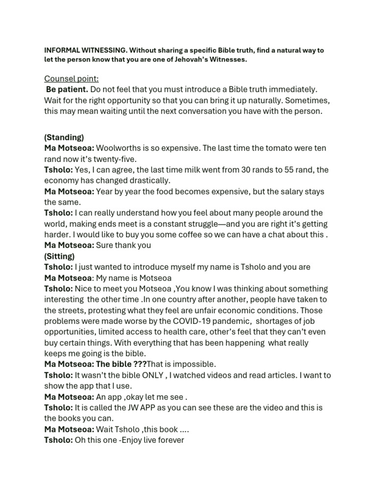 Informal Witnessing 6.23 | PDF