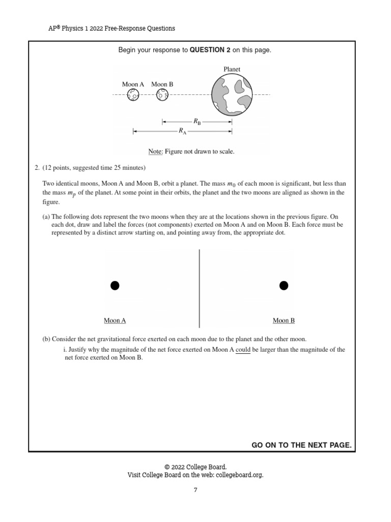 Https:Apcentral.collegeboard.org:Media:PDF:Ap22 Frq Physics 1.PDF#Page=7 | PDF | Force | Moon