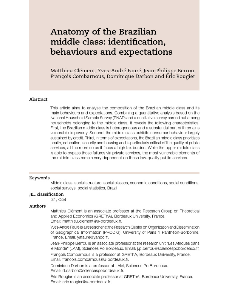 Anatomy of The Brazilian Middle Class | PDF | Survey Methodology ...