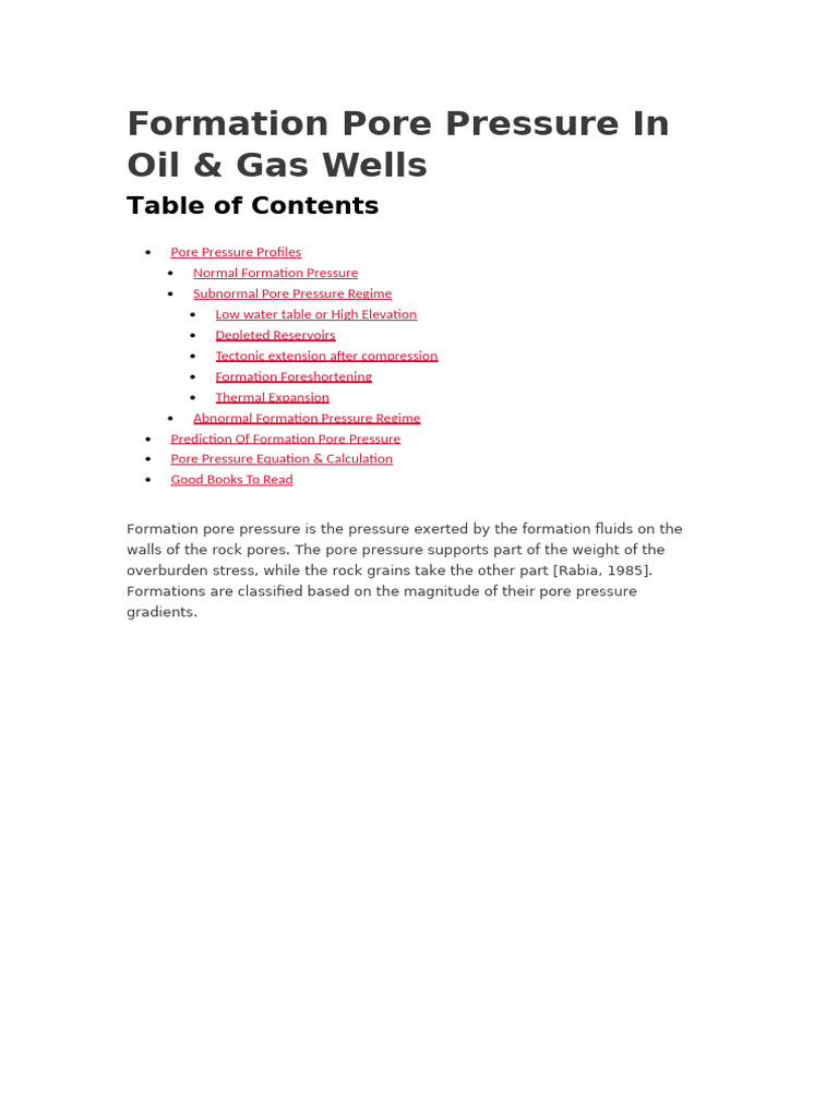 Understanding Pore Pressure in Wells | PDF | Pressure | Porosity