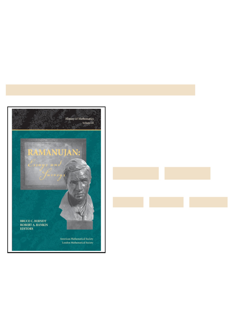 Ramanujan Essays and Surveys 1st Edition Bruce C. Berndt updated 2025 ...