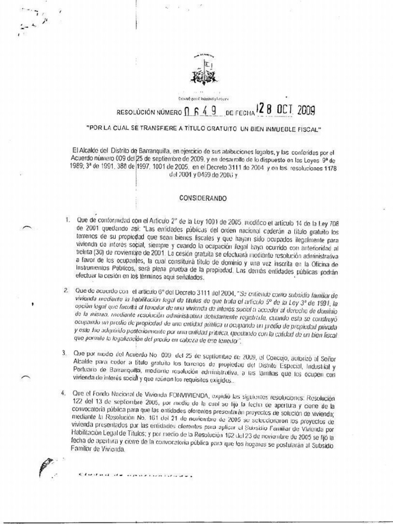 RES 0649 DE 2009 | PDF