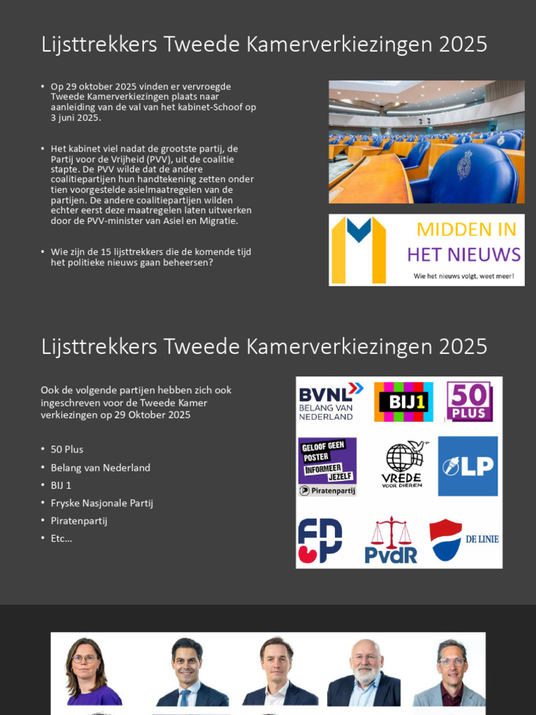 Lijsttrekkers en Hun Partij - 2e Kamerverkiezingen 29 Oktober 2025 | PDF