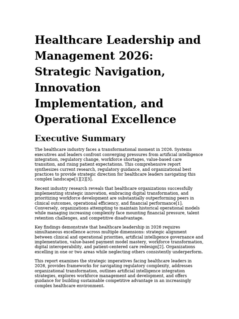 Healthcare Leadership and Management 2026 | PDF | Artificial ...