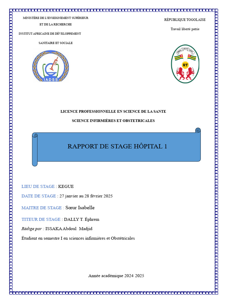 Rapport de stage en soins infirmiers | PDF | Allaitement | Médecine