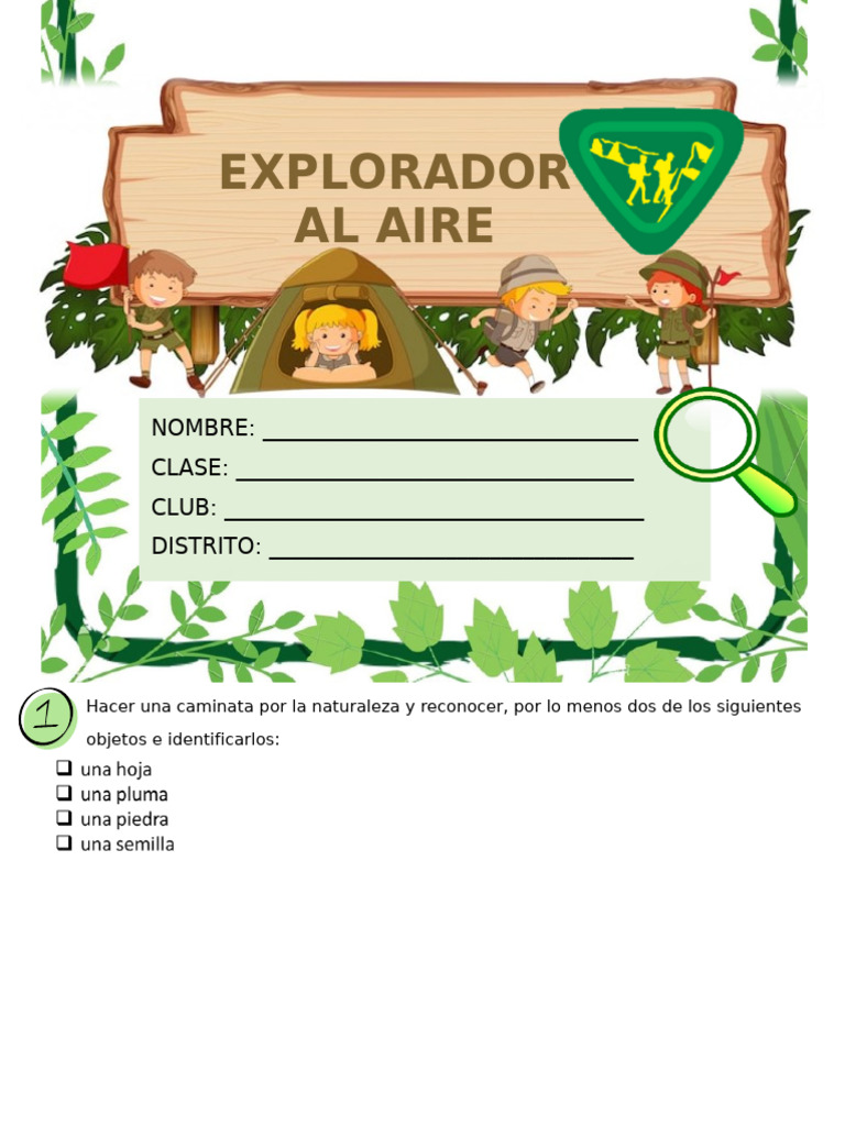 Especialidad Explorador Al Aire Libre Aventureros.pdf | PDF
