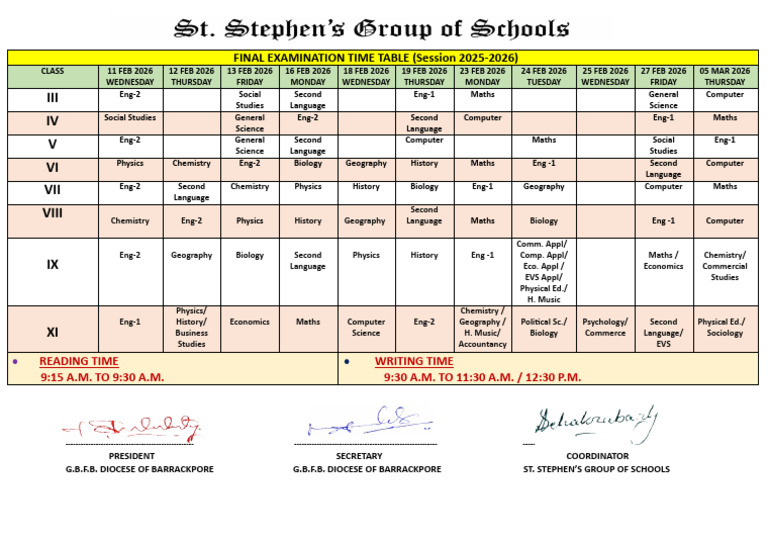 Final Exam Timetable 2025-2026 | PDF | Liberal Arts Education | Science
