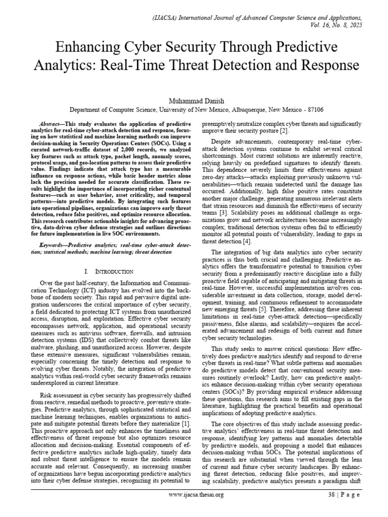 Enhancing Cyber Security Through Predictive Analytics Real-Time Threat ...