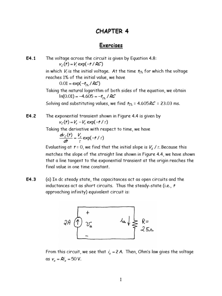 Circuit Analysis Exercises and Solutions | PDF | Electrical Network ...