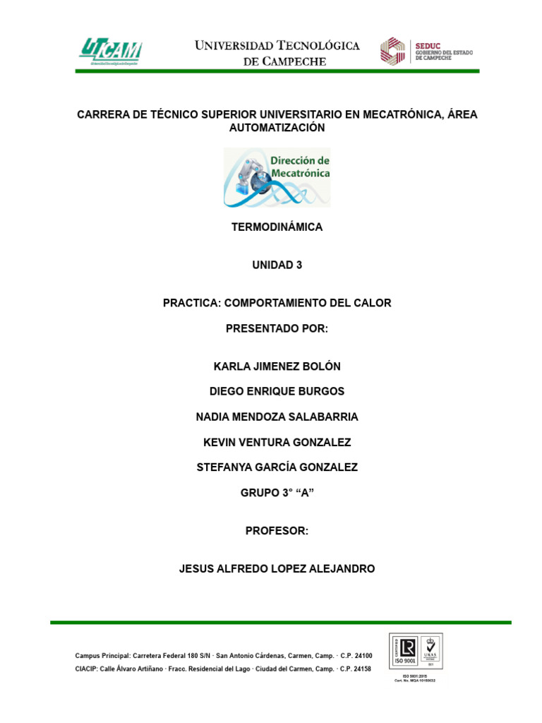 Practica Termo | PDF | Calor | Transferencia de calor