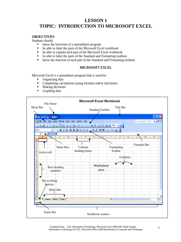 Lesson Notes for Microsoft Excel 2017 | PDF | Microsoft Excel | Spreadsheet